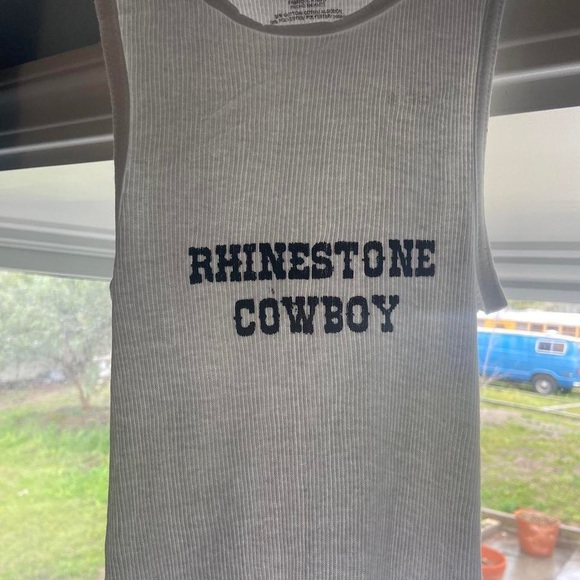 Tops | Rhinestone Cowboy Screenprinted Tank | Poshmark